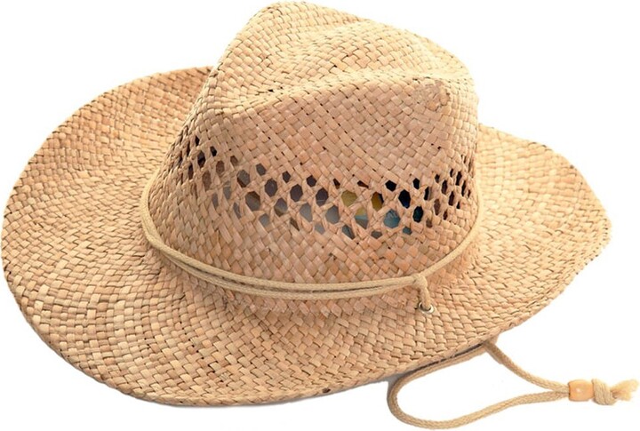 Black Jungle Beach Comber Straw Hat Natural with Chin Strap Western Hat ...