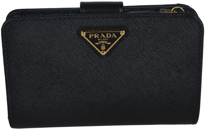Prada Triangle Logo Snap Button Wallet - ShopStyle