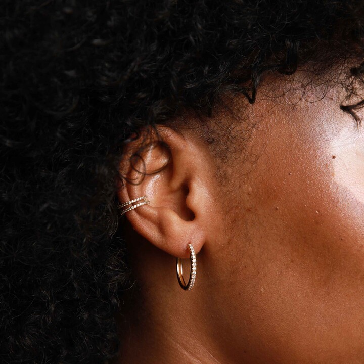 Astrid & Miyu Crystal Hinge Small Hoops in Gold - ShopStyle Earrings