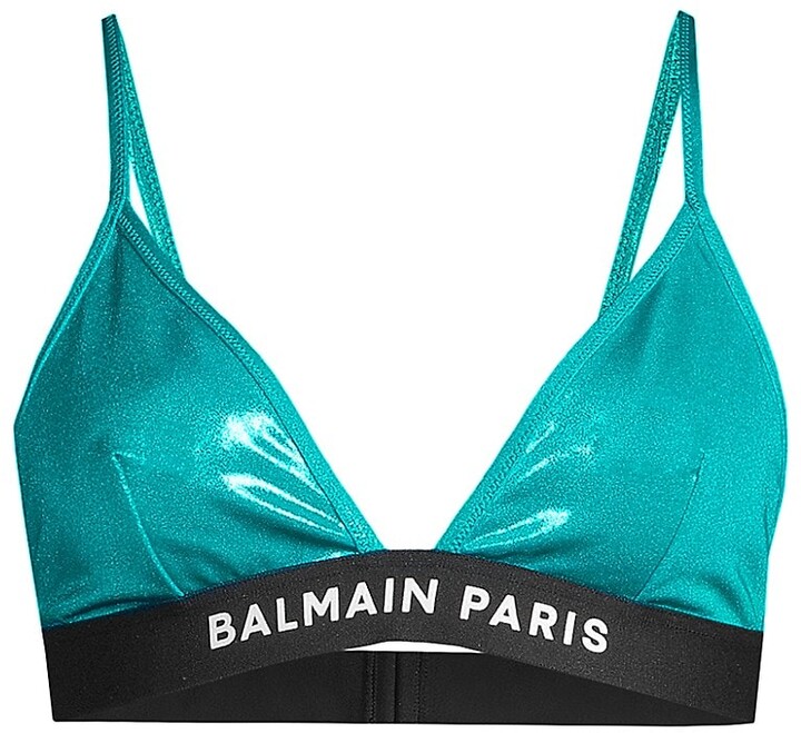 Balmain Metallic Triangle Bikini Top - ShopStyle Two Piece Swimsuits