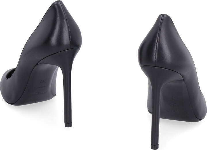 Saint Laurent Anja Leather Pointy-Toe Pumps - ShopStyle