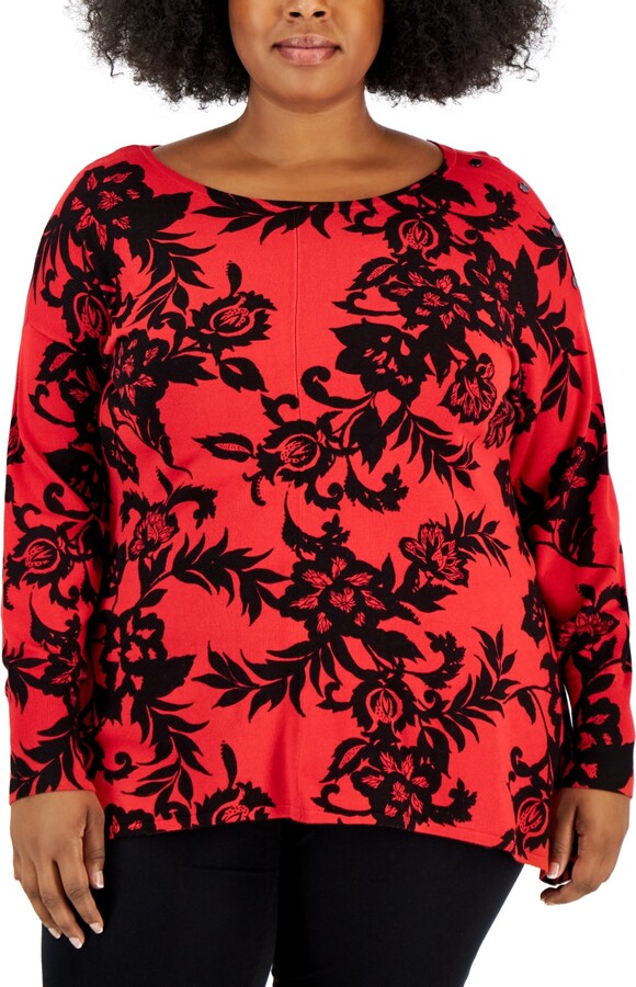 JM Collection Plus Size Sharkbite Sweater, Created for Macy's - ShopStyle