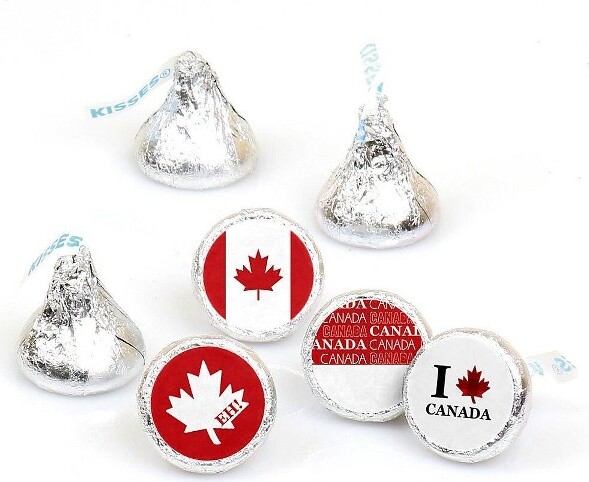 Big Dot of Happiness Canada Day Party Round Candy Sticker Favors ...