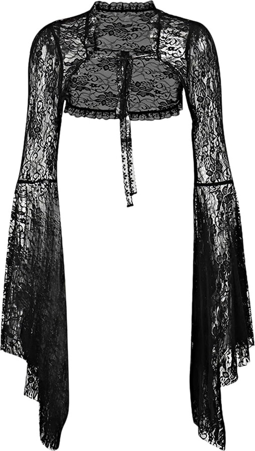 keland Gothic Lolita Lace Shrug Bolero Top Goth Cropped Bell Long ...