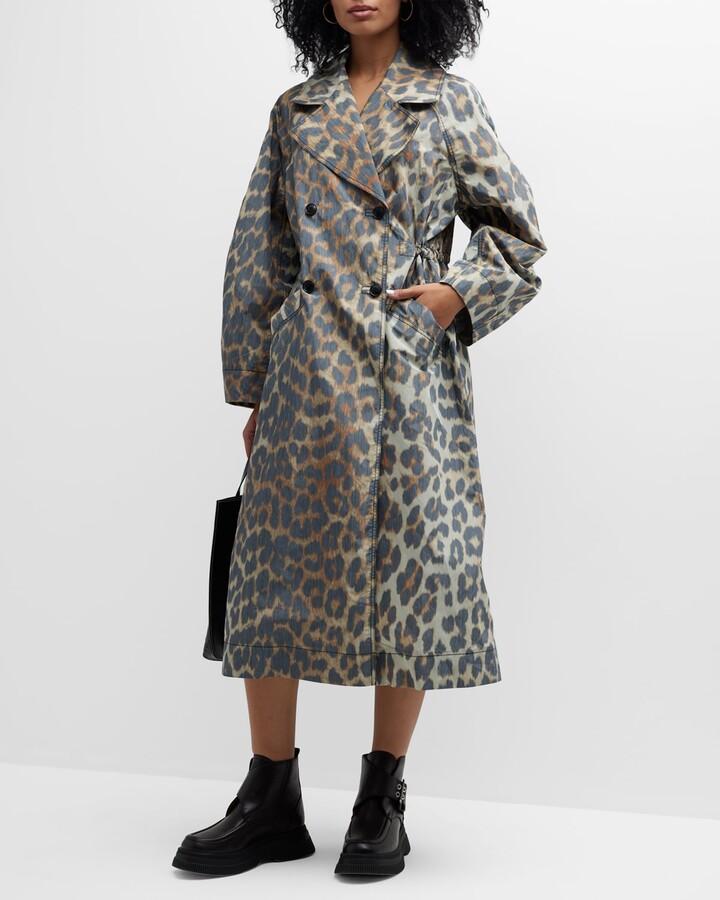 Ganni Leopard Trench Coat - ShopStyle