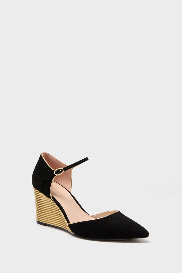 Tuckernuck Shoes Black and Gold Darcy Wedges - ShopStyle