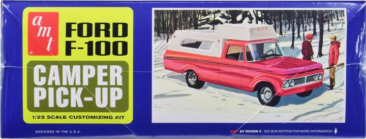 AMT Skill 2 1963 Ford F-100 Camper Pickup Truck 3-in-1 1-25 Scale Model ...