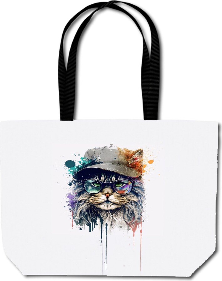 Warren Reed - Designer Maine Coon Cat Splashart Beach Shopper Tote Bag ...