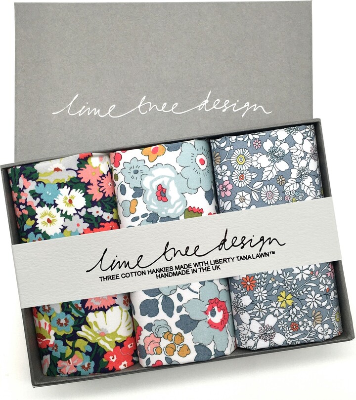 Lime Tree Design - Three Hankies Made With Liberty Fabric - Shades Of ...