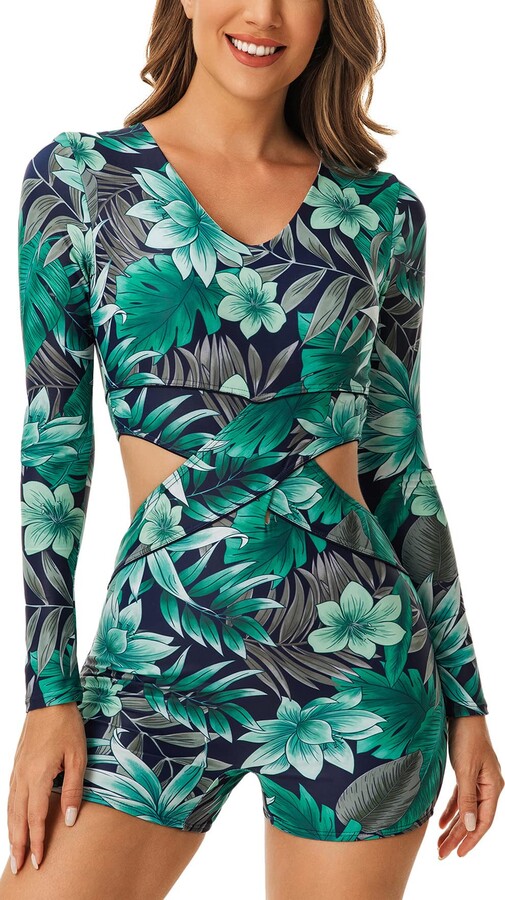 Maeau - Rash Guard Swimsuit for Women Modest Swimming Costumes Long ...