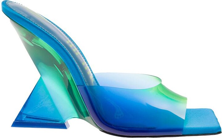 ATTICO 'Cheope' Degrade Blue Mules with Pyramidal Wedge in PVC Woman ...