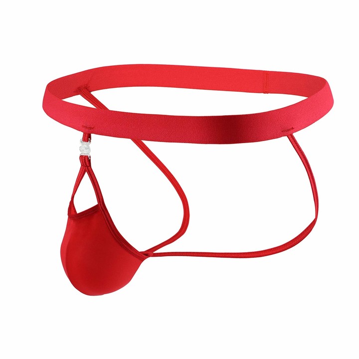 Yomie Men's Ice Silk Thong With Detachable Bag Buttocks Exposed thongs ...