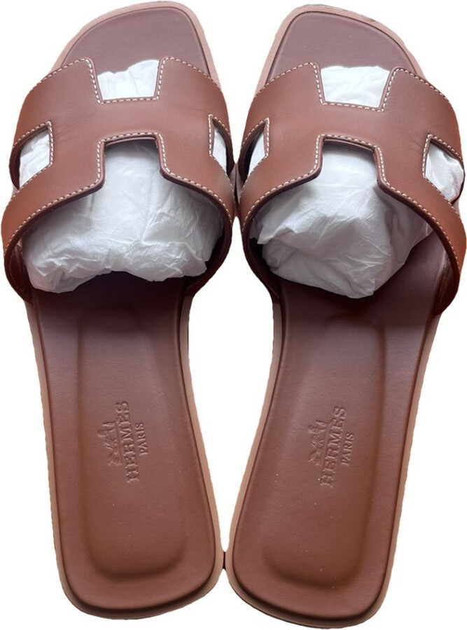 Hermes Oran leather sandal - ShopStyle