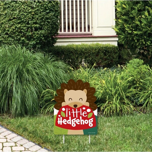 Big Dot of Happiness Forest Hedgehogs - Outdoor Lawn Sign - Woodland ...