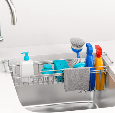 HAPPY LIFE Adjustable Stainless Steel Kitchen Sink Organizer ...