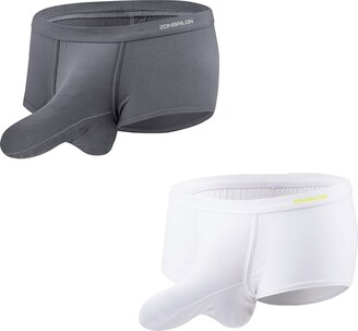 BIATWOWR Men's Boxer Trunks Underwear Separated Bulge Ball Pouch Boxer ...