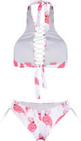 Noire Swimwear Addicted Flamingo lace-up bikini - ShopStyle Two Piece ...