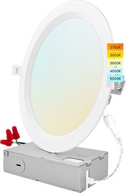 Luxrite 8" Ultra Slim Selectable CCT New Construction IC LED Canless ...