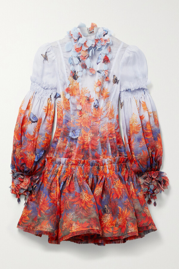 Zimmermann Wild Botanica Open-back Appliqued Floral-print Linen And ...