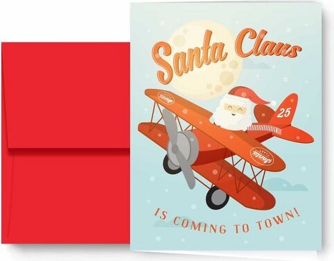 Paper Frenzy Aviator Pilot Santa in an Airplane Christmas Holiday Cards ...