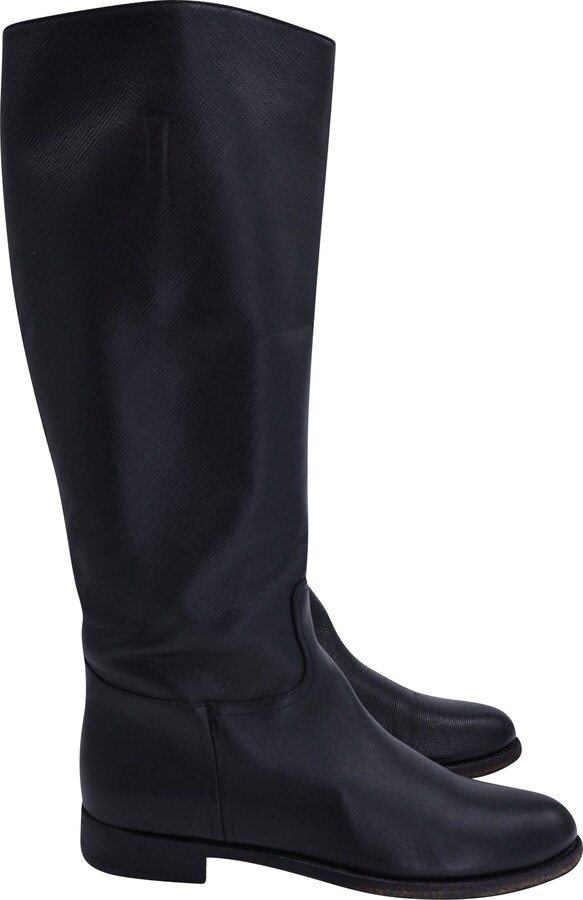 Prada Riding Boots in Black Leather - ShopStyle