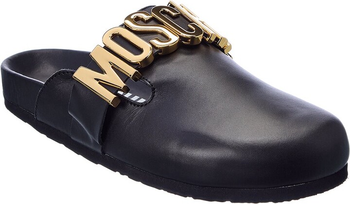Moschino Logo Lettering Leather Mule - ShopStyle