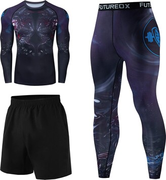 Fossean Mens Compression Set Compression Shirt Tights Pants Short Long ...