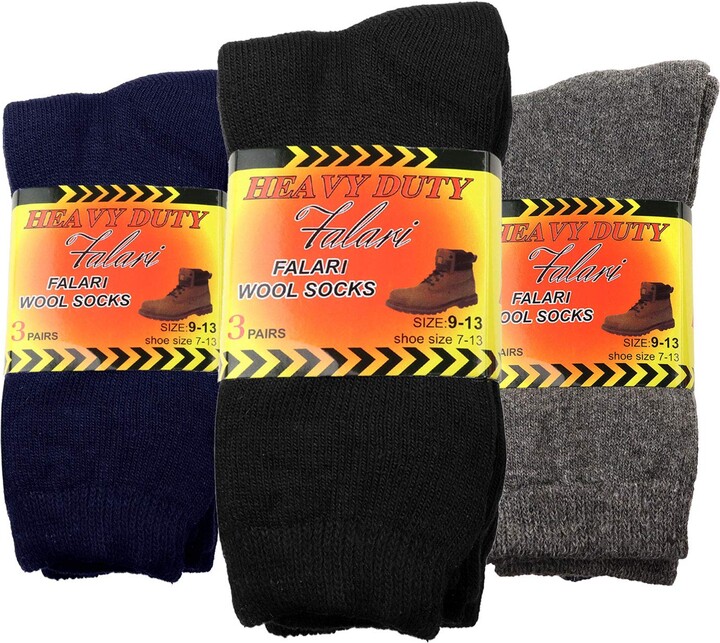 Falari 6-Pack Men's Heavy Duty Work Thermal Wool Socks Keep Warm for ...
