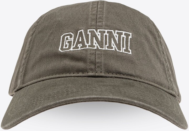 Ganni Logo Embroidered Baseball Cap - ShopStyle Hats