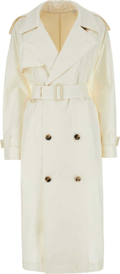 Burberry Ivory Silk Trench Coat - ShopStyle