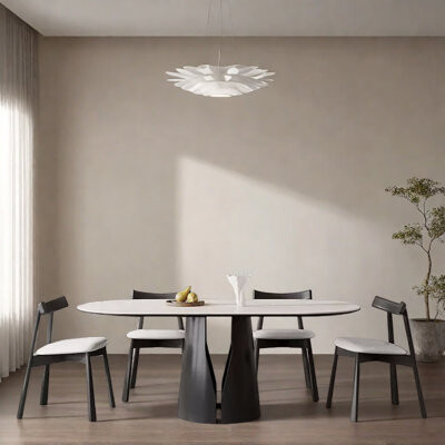 dinlin home French style rectangular cave stone slab table set ...