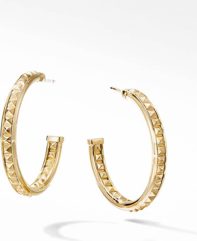 David Yurman Modern Renaissance Pyramid Hoop Earrings in 18K Yellow ...