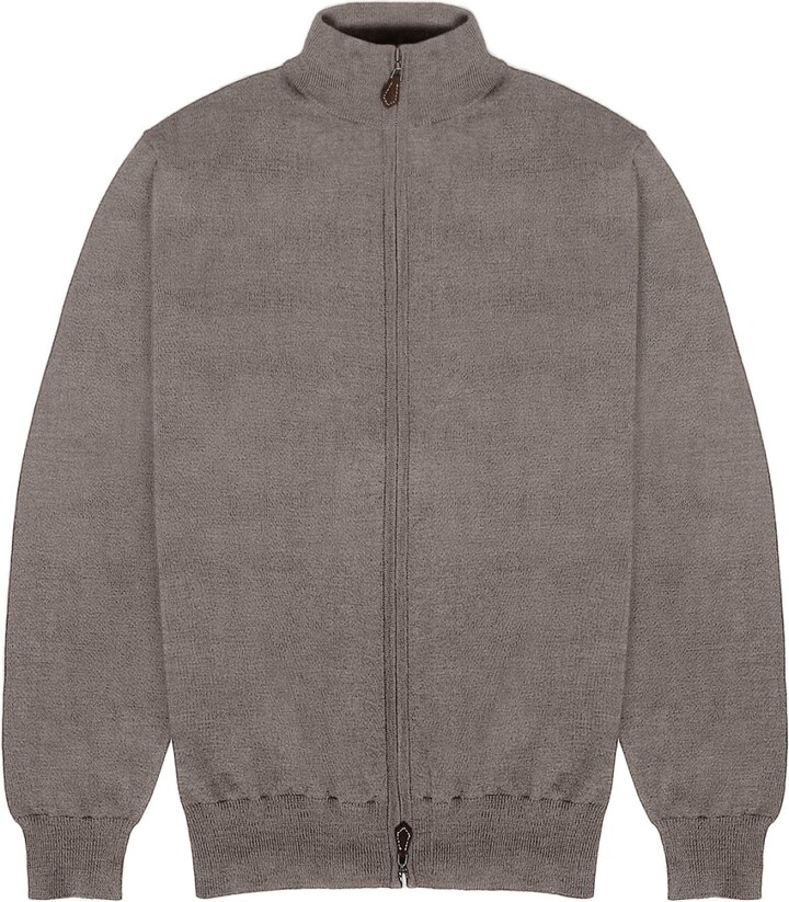 Romeo Nyc Men's Grey Merino Wool Full Zip Sweater -Brindle - ShopStyle