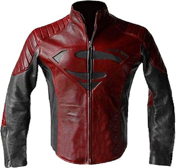 LP-FACON Superman S Logo Embossed Costume Quilted Motorcycle Black Red ...