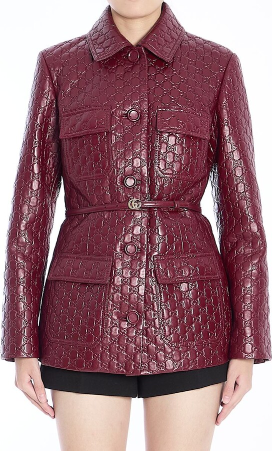 Gucci Gg Embossed Leather Jacket - ShopStyle