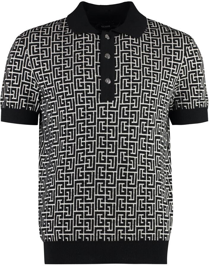 Balmain Jacquard Knit Polo Shirt - ShopStyle