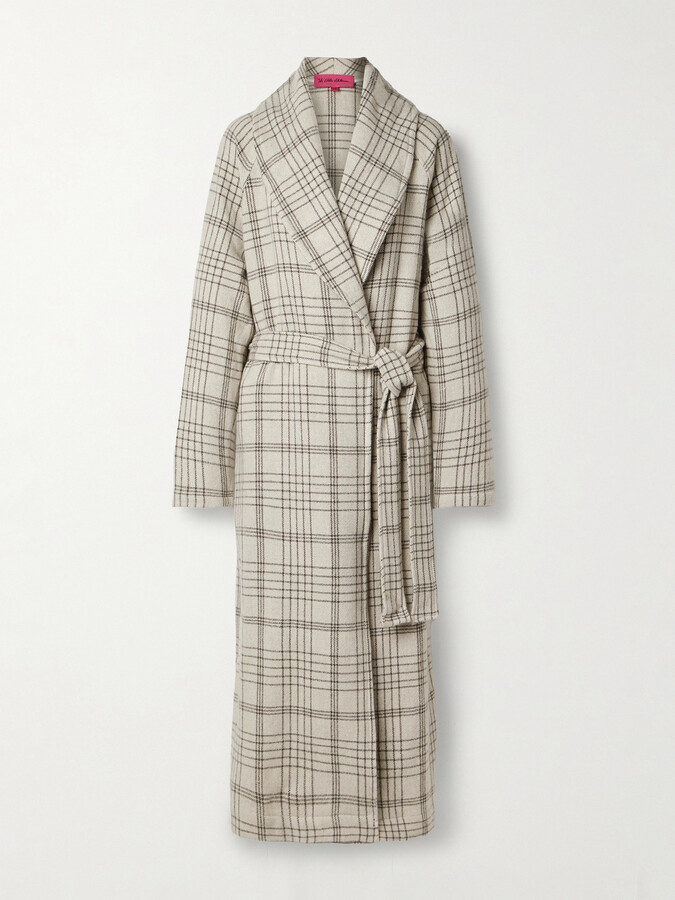The Elder Statesman Sable Checked Cashmere Coat - White - ShopStyle