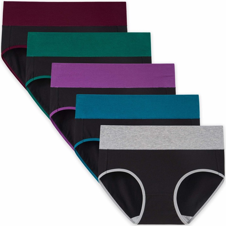 INNERSY Women's Multipack High Waisted Briefs Cotton Stretch Underwear ...