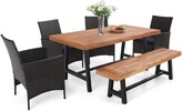 Cocam 6-Piece Patio Dining Set Acacia Wood/Rattan 6 Person Outdoor ...