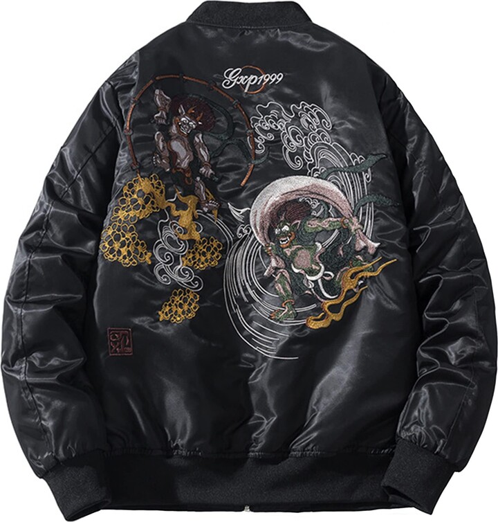 XYXIONGMAO Cyberpunk Streetwear Bomber Jackets Windbreaker Techwear ghost embroidery pattern ...