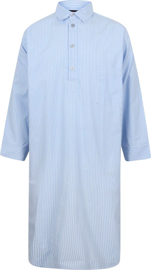 Somax Men's Luxury Cotton Nightshirt - Sky Blue Pinstripe (XXL ...