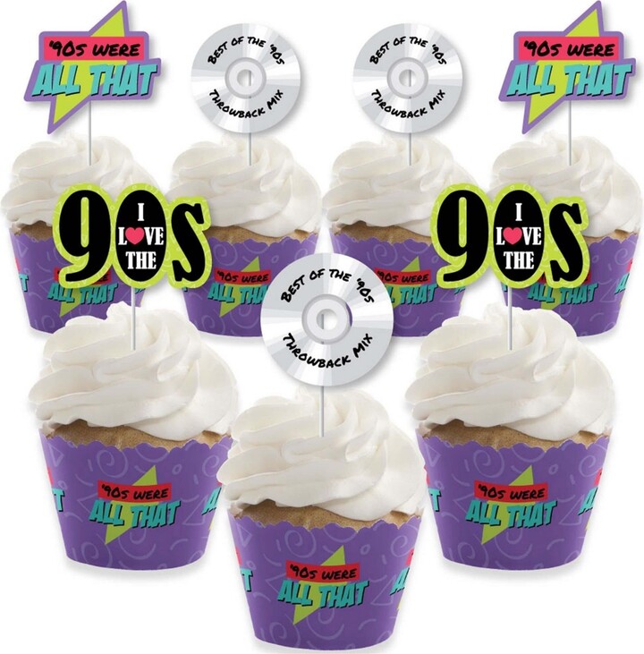 Big Dot Of Happiness 90's Throwback - Cupcake Decor - 1990s Cupcake ...