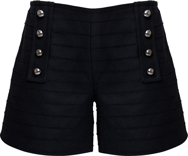Rumour London Black Elle Wool & Cashmere Shorts - ShopStyle