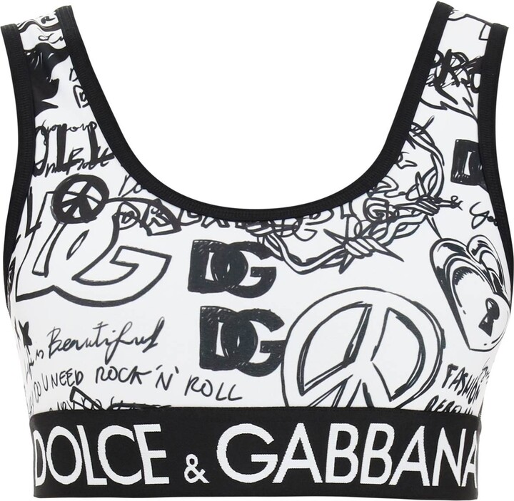 Dolce & Gabbana Graffiti Print Sports Bra - ShopStyle