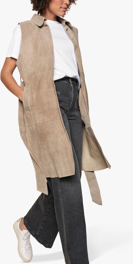 MOS MOSH Reina Belted Suede Waistcoat - ShopStyle Jackets
