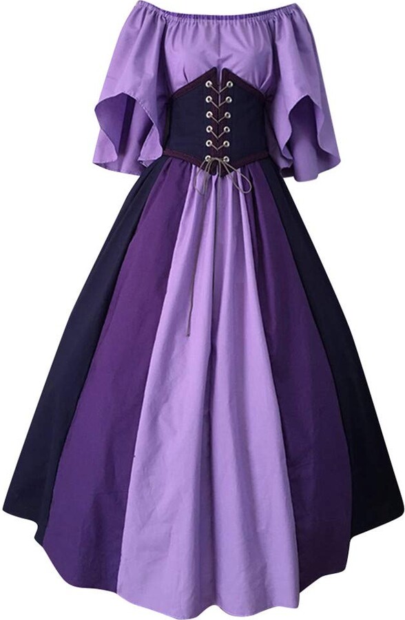 ToDIDAFA Off Shoulder Masquerade Costume for Women UK Flowy Vintage ...