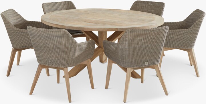 4 Seasons Outdoor Avila 6-Seater Round Garden Dining Table & Chairs Set ...