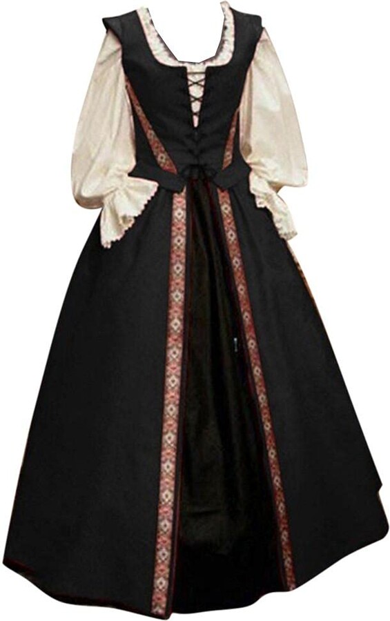 Generic Women's Medieval Dress Trumpet Sleeves Medieval Party Costume ...