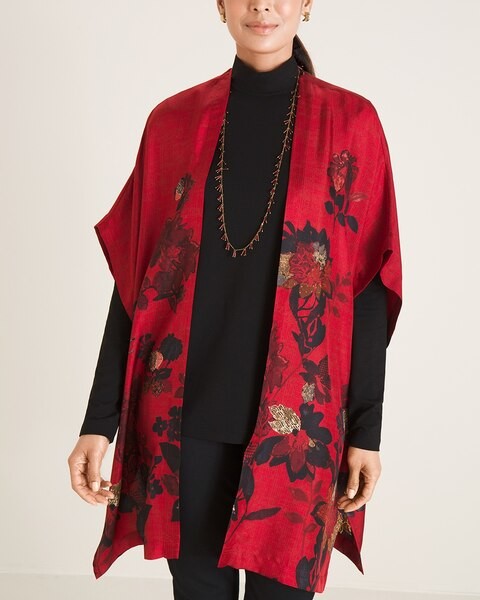 Chico's Silk Floral-Print Ruana Wrap - ShopStyle Women's Fashion