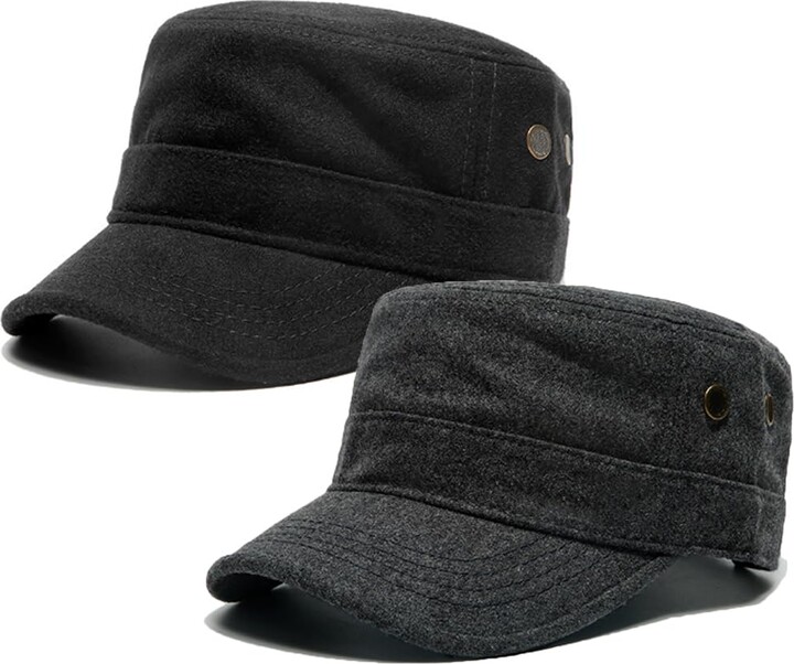 MALINRSSE Men's Wool Tweed Military Caps Cadet Army Caps Flat Top Cap ...